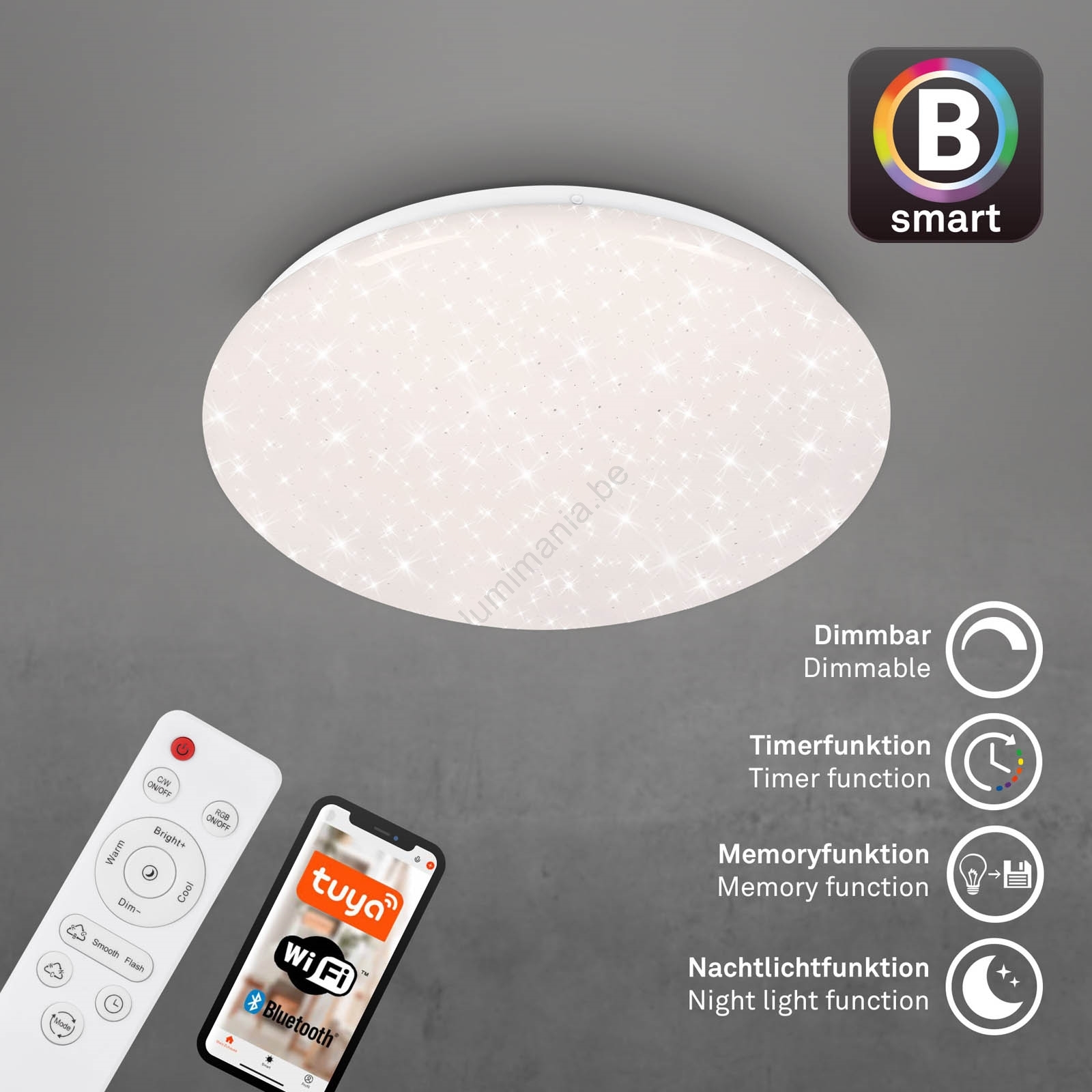 Brilo - LED RGBW Dimbare badkamer lamp LED/19W/230V IP44 Wi-Fi Tuya+RC ...