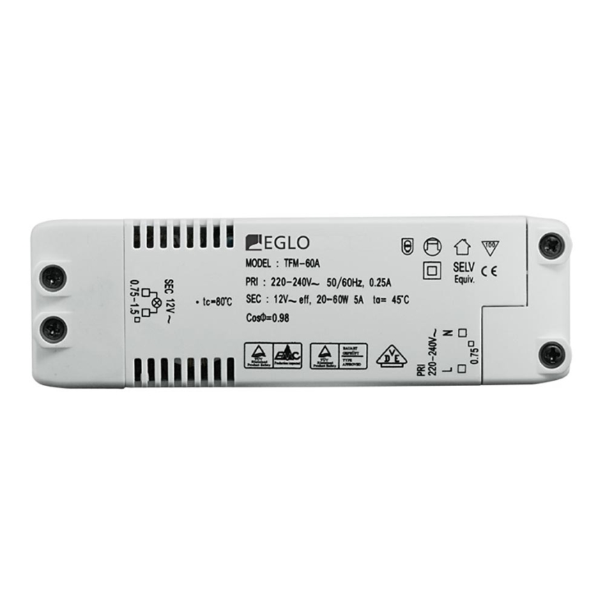 Eglo 80884 - Transformateur électrique EINBAUSPOT 20 -60W/230V/12V AC ...