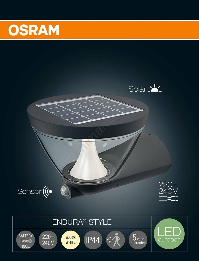 Osram - LED Solar wandlamp met sensor ENDURA 1xLED/6,5W/230V IP44 ...