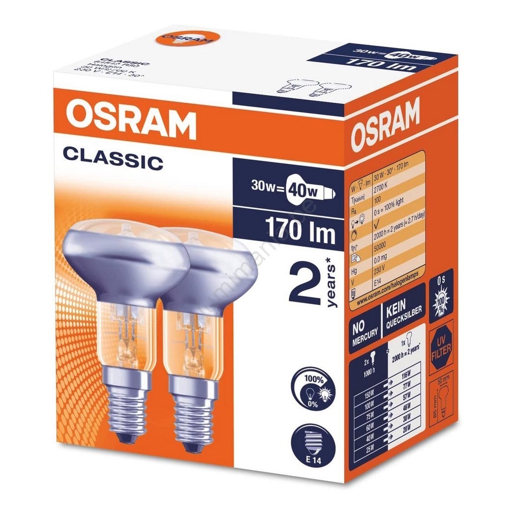 PACK 2x Ampoule à réflecteur R50 E14/30W/230V 2700K - Osram | Lumimania