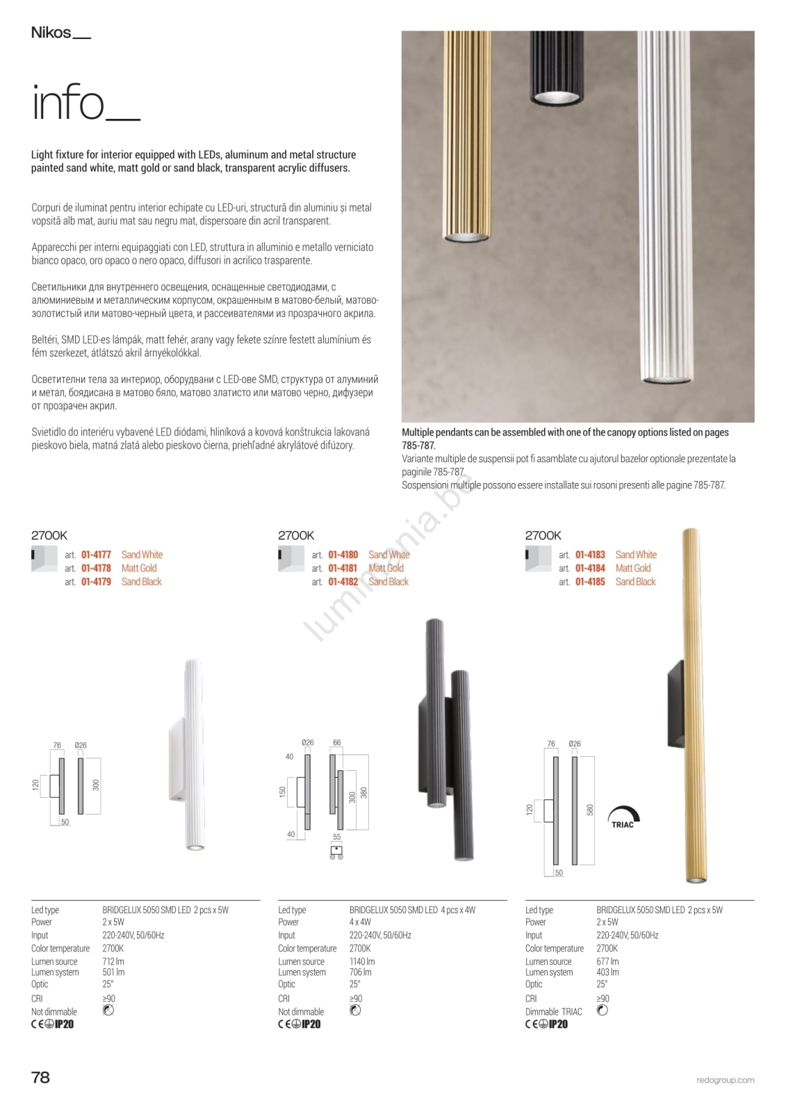 Redo 01-3852 - Applique murale LED NIKOS 4xLED/4W/230V IRC 90 noir | Lumimania