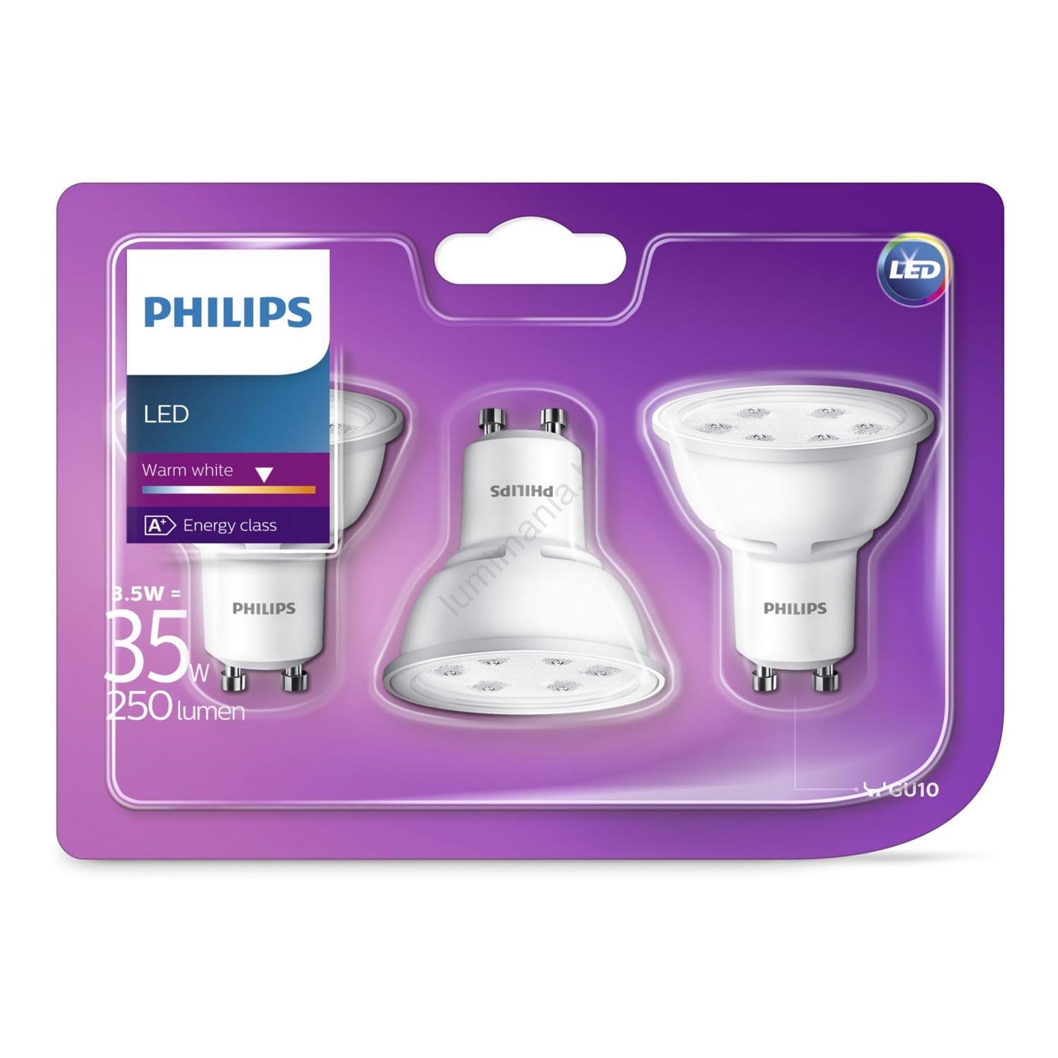 Set 3x Led Lamp Philips Gu10 3 5w 230v 2700k Lumimania